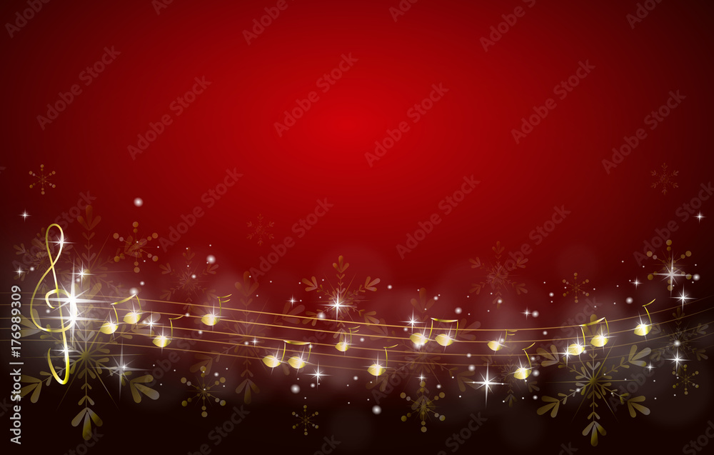 Ilustración de Stock Christmas background decorated with music notes ...