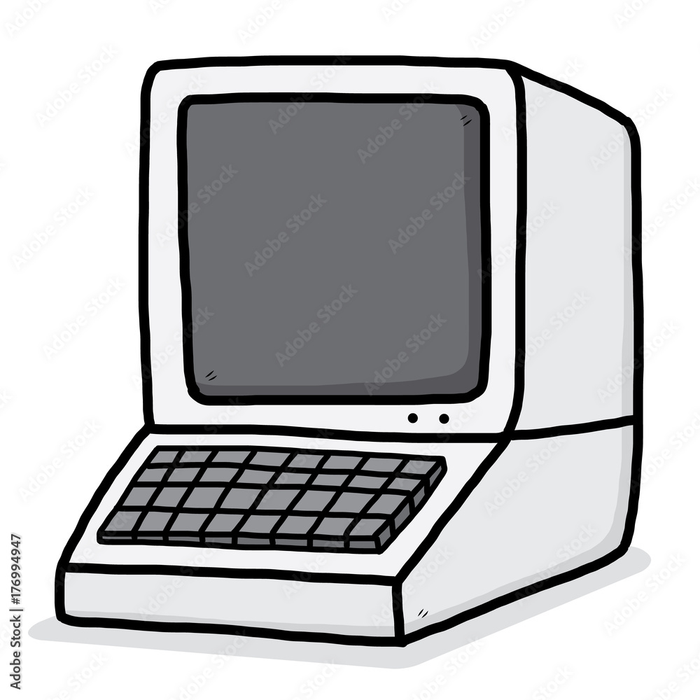 retro computer / cartoon vector and illustration, hand drawn style ...