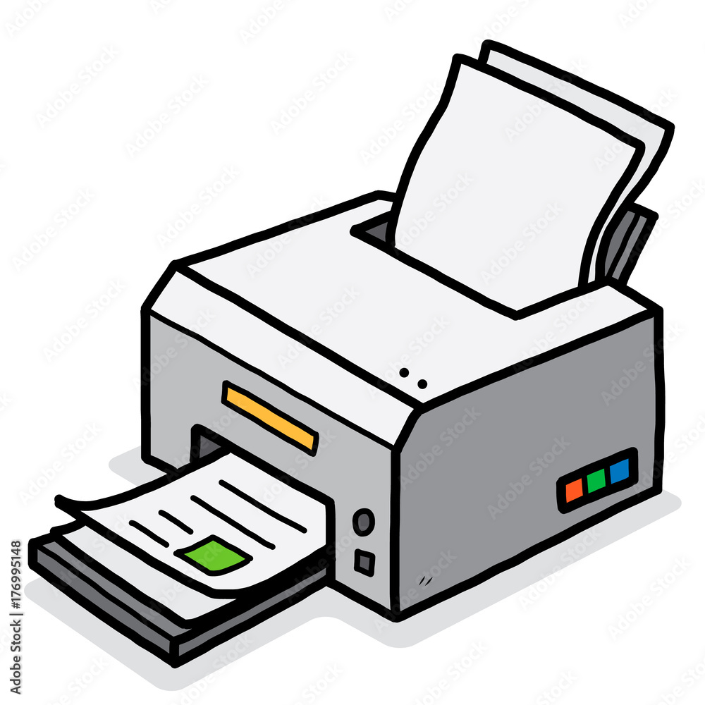 color printer / cartoon vector and illustration, hand drawn style ...