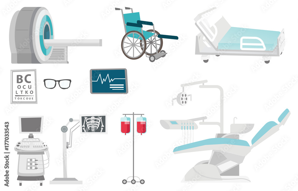 Medical equipment illustrations set. Collection of medical equipment ...