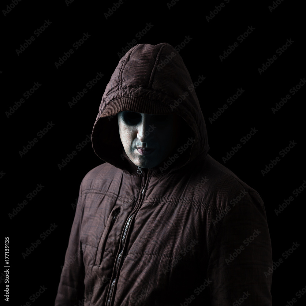 Foto de Stock Scary and creepy male monster with gouged eyes looking ...