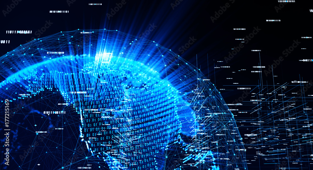 Global International Connectivity Background/Connection lines Around Earth Globe, Motion of ...