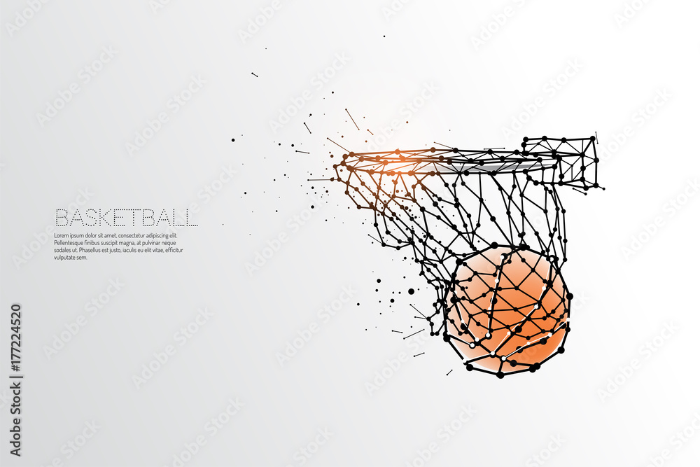 line and dot of basketball shooting. Stock Vector | Adobe Stock
