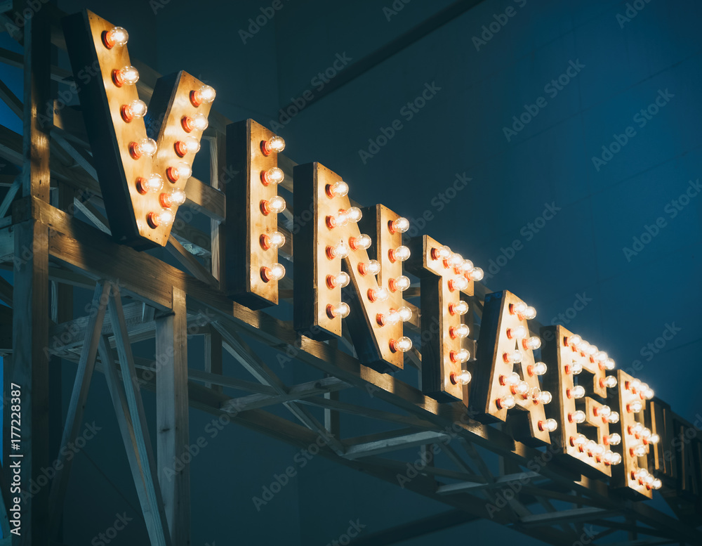 Vintage type Sign Light bulbs Type Retro Signage Hipster decoration Stock Photo Adobe Stock