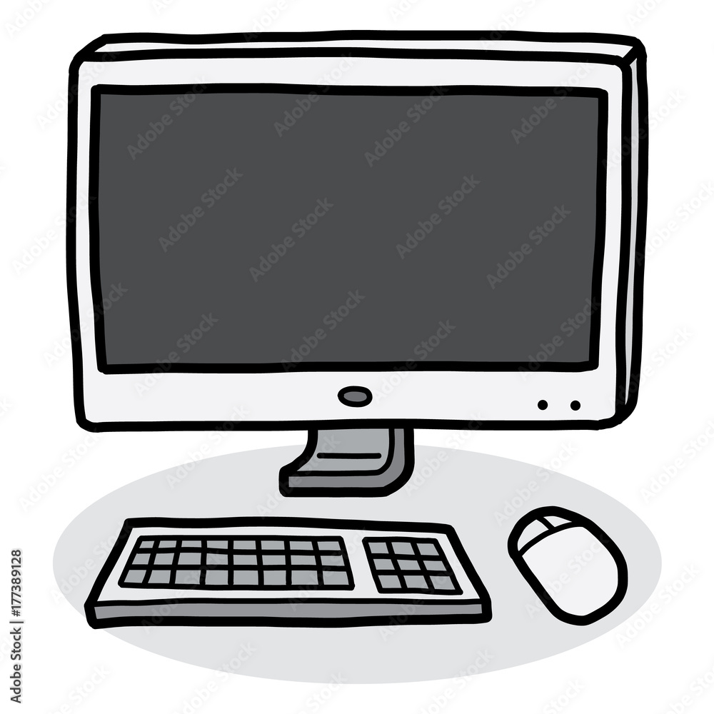 modern computer / cartoon vector and illustration, hand drawn style ...