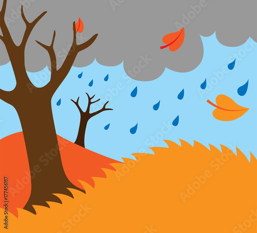 Cartoon vector illustration of fall autumn background template Stock ...
