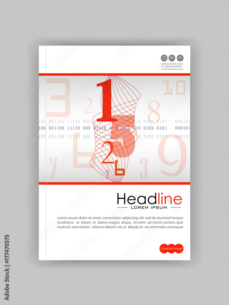 A4 glowing diagram numbers book cover design with colourful spiral ...