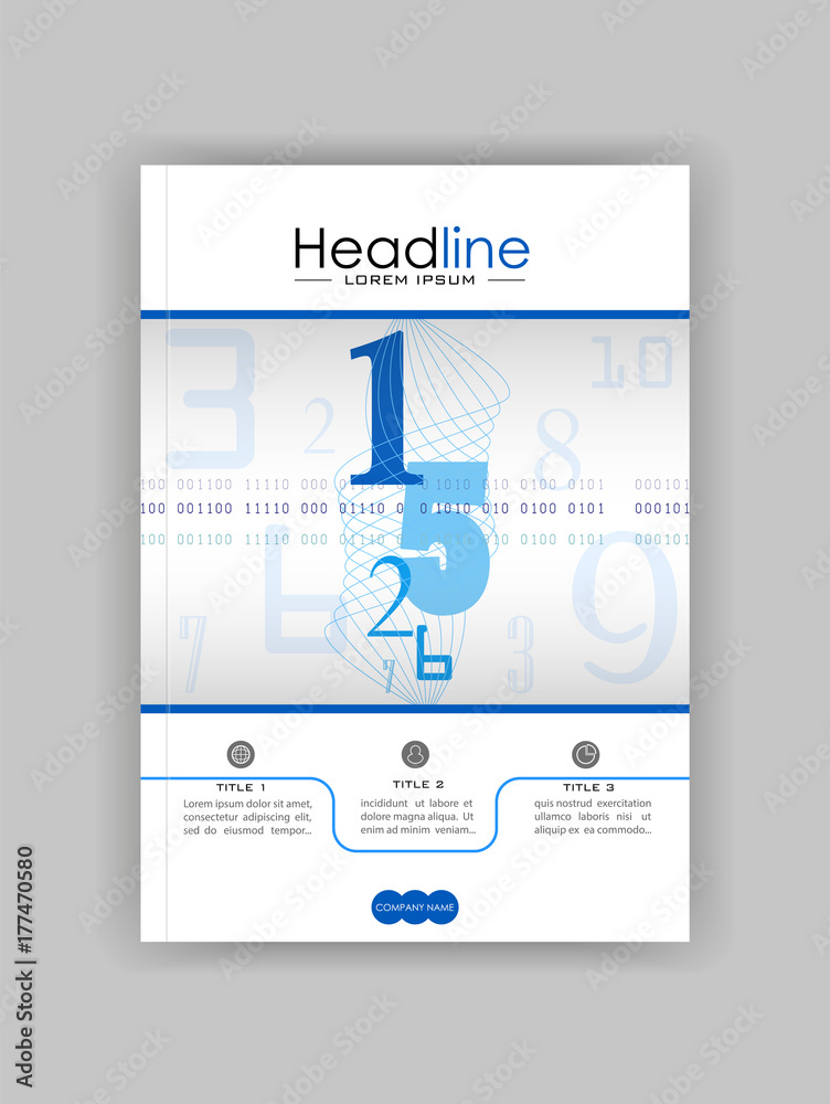 A4 glowing diagram numbers book cover design with colourful spiral ...