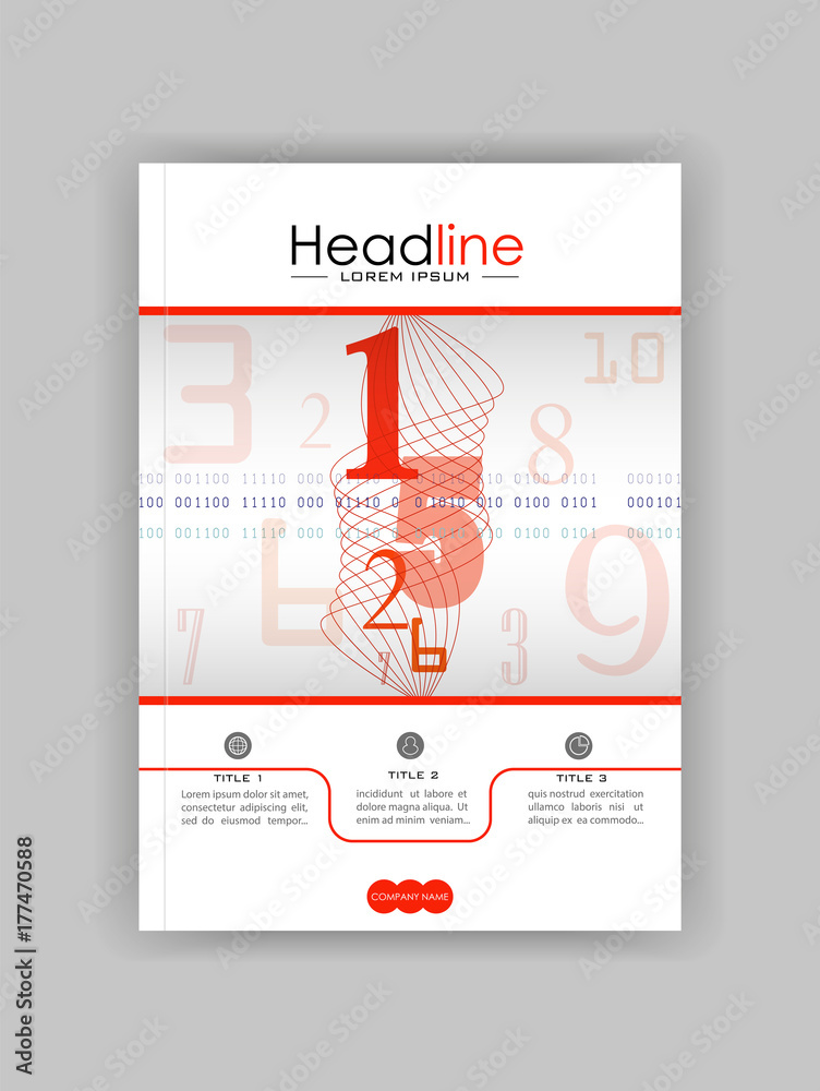 A4 glowing diagram numbers book cover design with colourful spiral ...