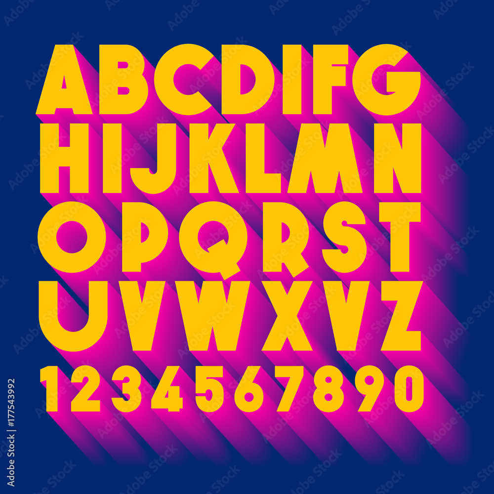 Alphabet acid colors letters and numbers. Stock Vector | Adobe Stock