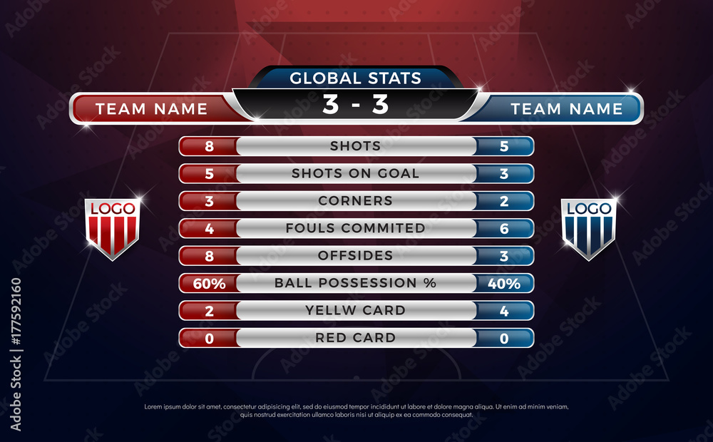 football scoreboard and global stats broadcast graphic soccer template ...