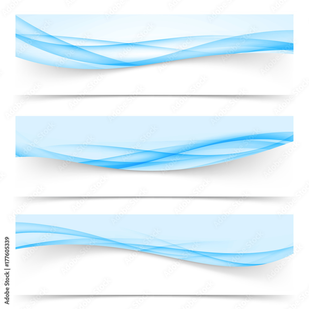 Blue light futuristic smooth mild swoosh line header footer collection ...