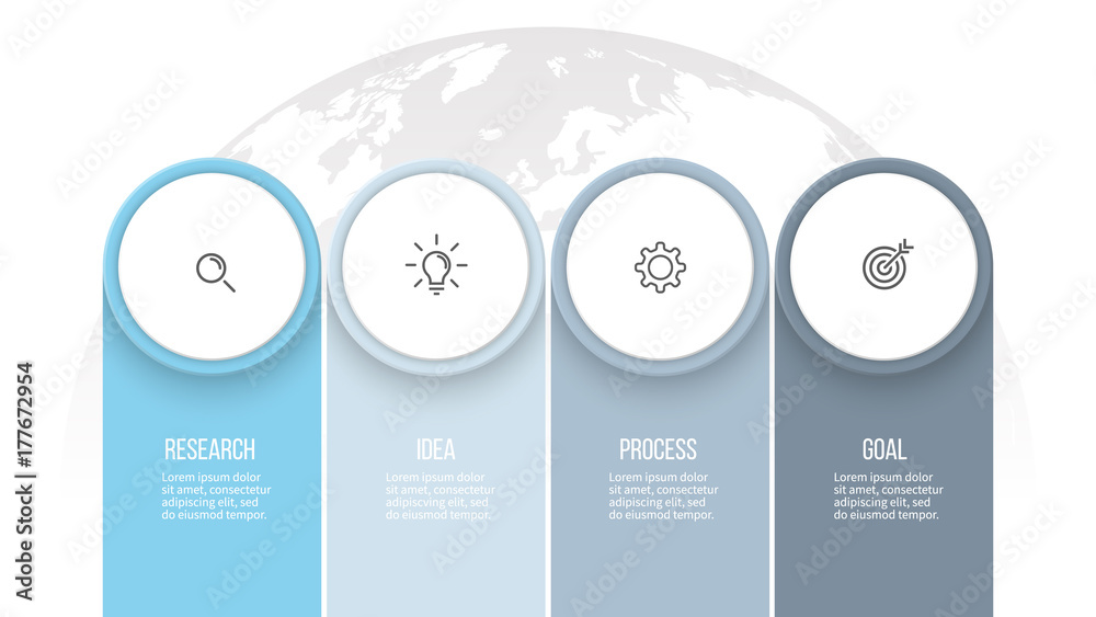 Business infographics. Presentation with 4 columns, options. Vector ...