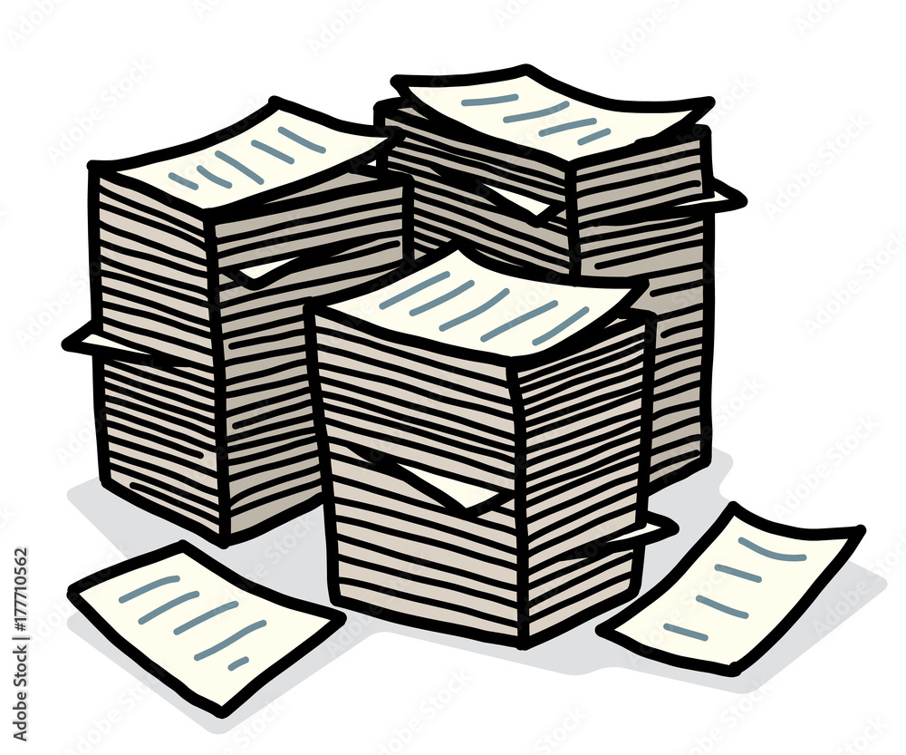 stack of papers / cartoon vector and illustration, hand drawn style ...
