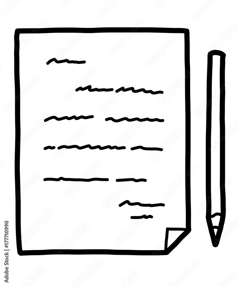 Cartoon Paper And Pencil