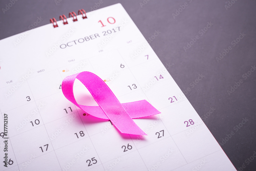 Breast Cancer concept : Pink ribbon symbol of breast cancer and ...