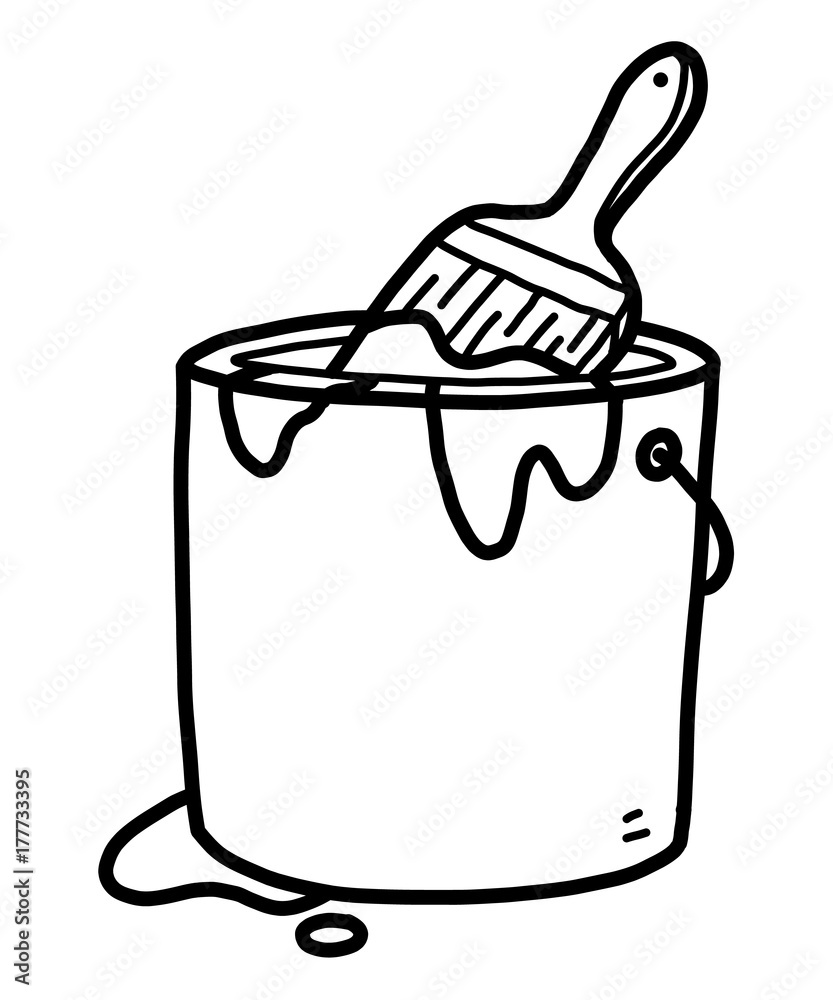 color bucket / cartoon vector and illustration, black and white, hand ...