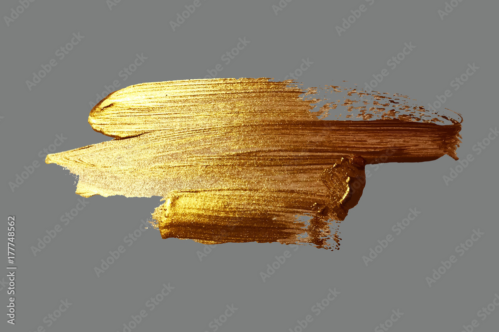hand drawing gold brush stroke paint Stock Vector | Adobe Stock