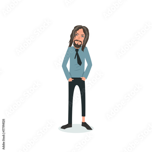 Exhausted and completely wiped out cartoon guy in casual clothes ...