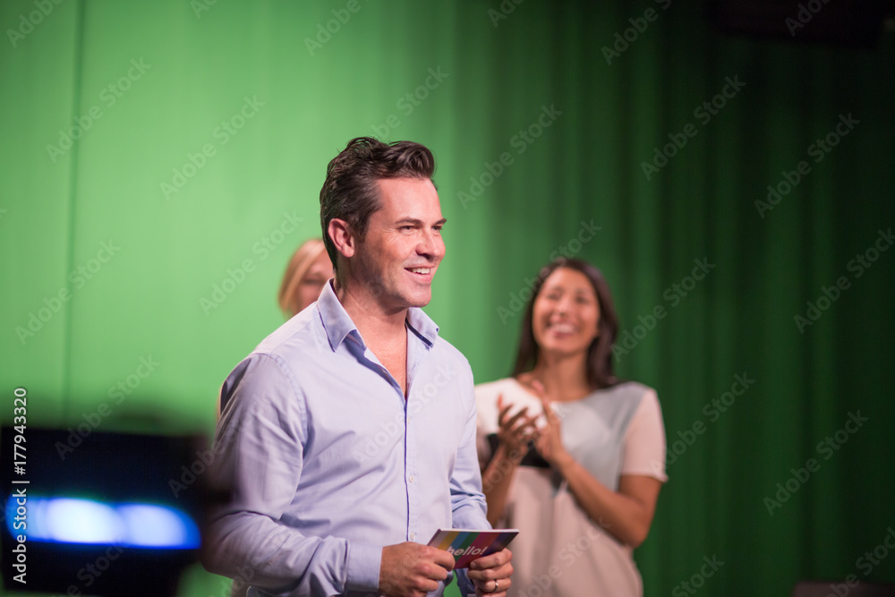 Recording of a green screen show Stock Photo | Adobe Stock