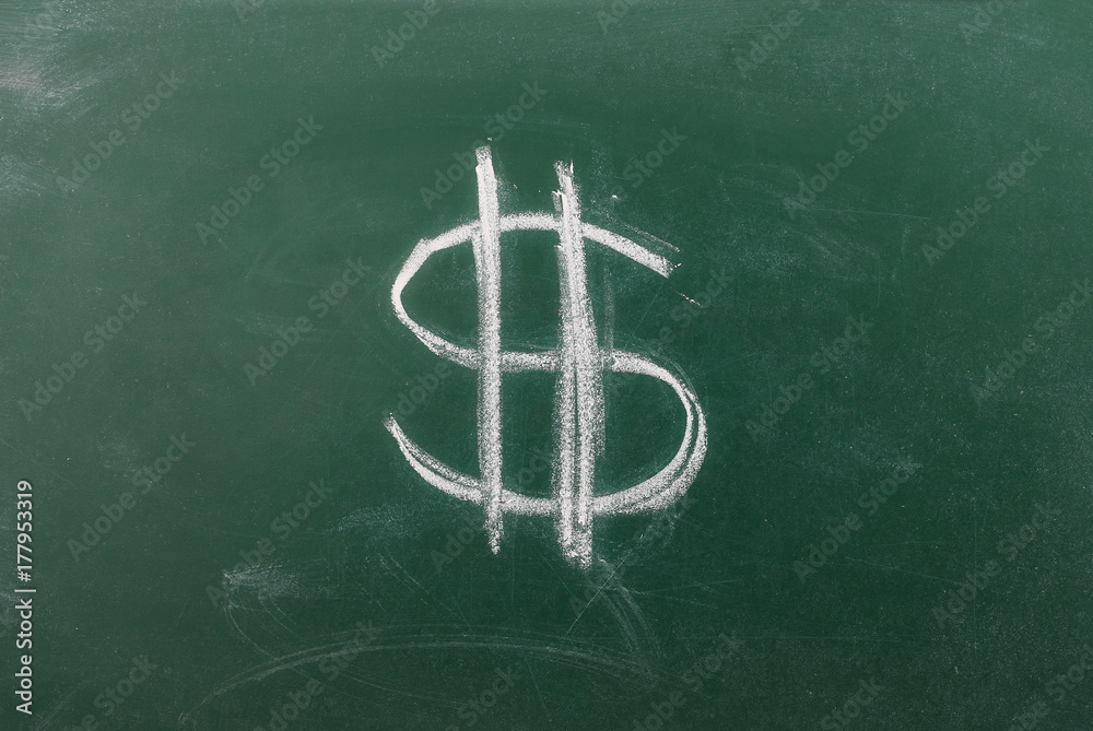Dollar sign, symbol on chalkboard, blackboard texture Stock Photo ...