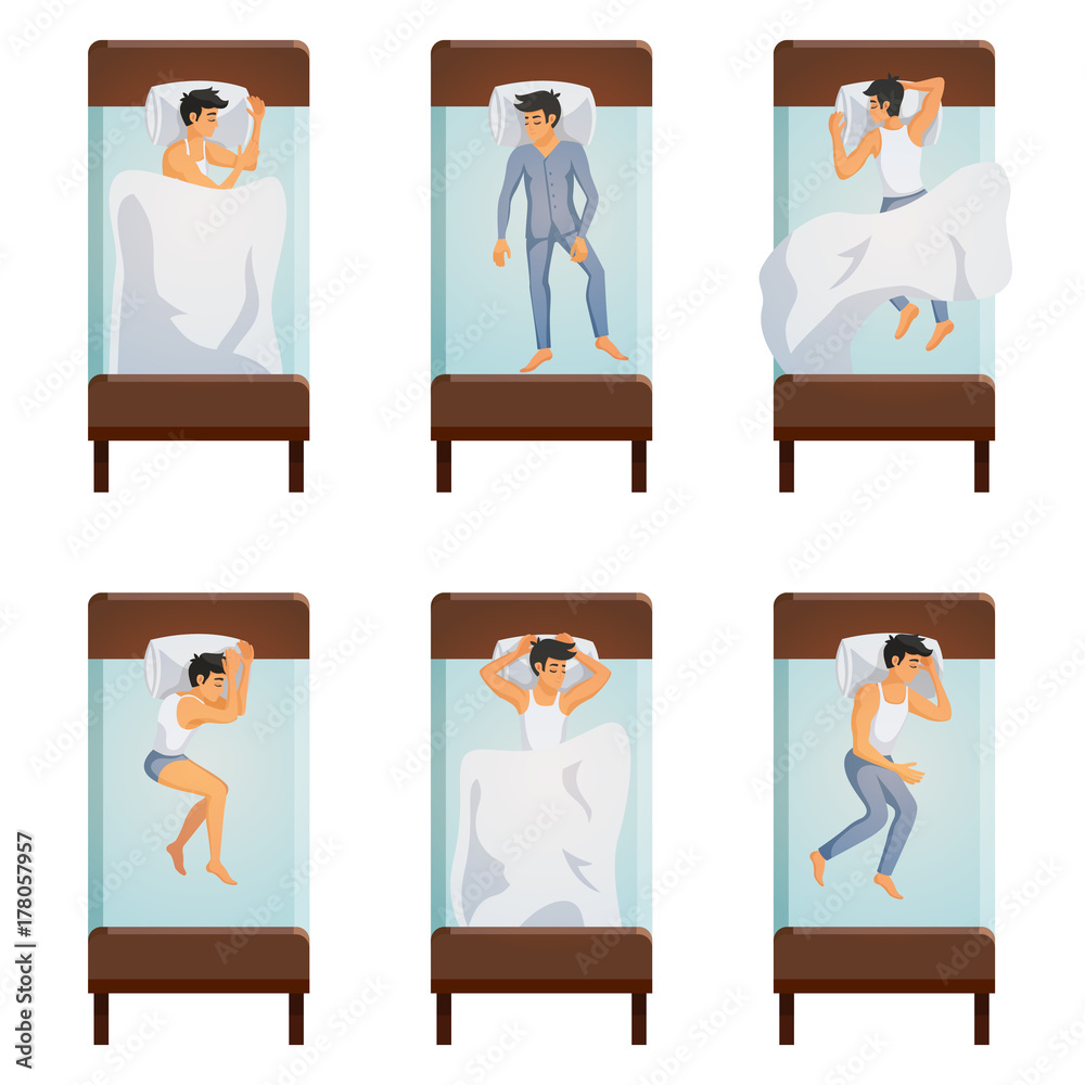 Man Sleeping Poses Set の Stock ベクター | Adobe Stock
