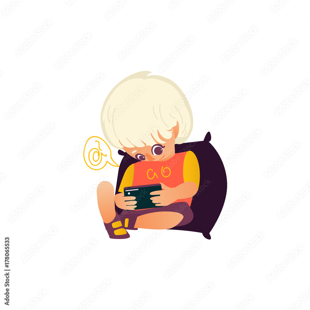 Boy using phone, smartphone - playing, chatting, surfing Internet, kids ...