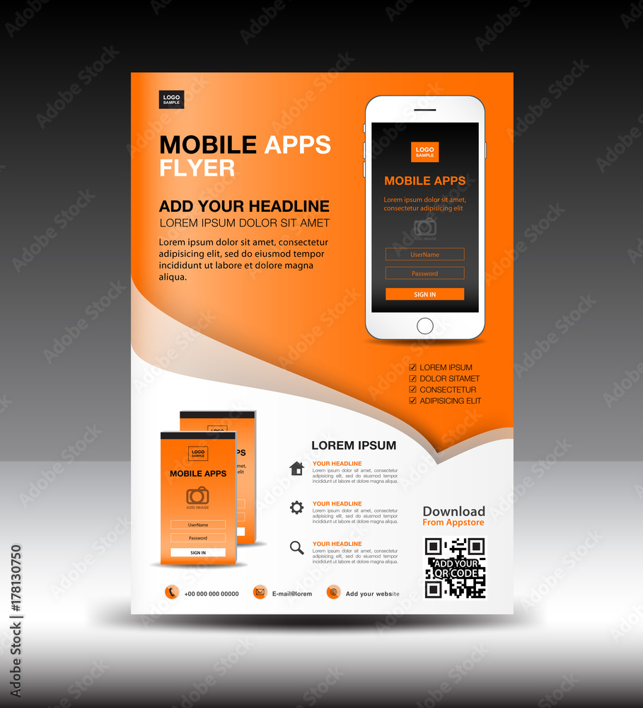 Mobile Apps Flyer template. Business brochure flyer design layout ...