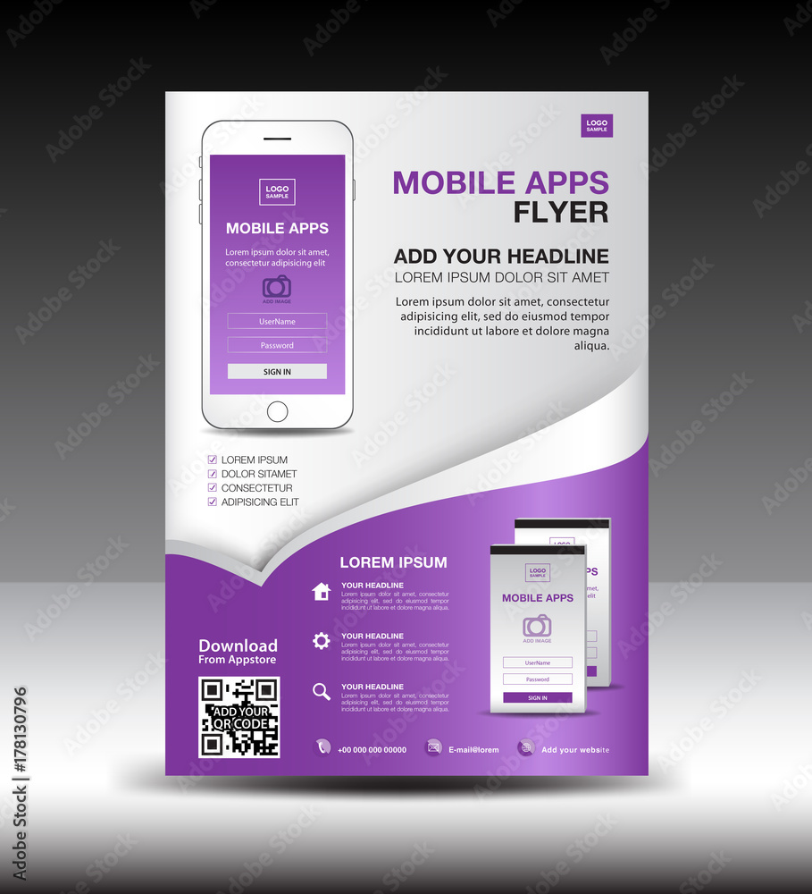 Mobile Apps Flyer template. Business brochure flyer design layout ...