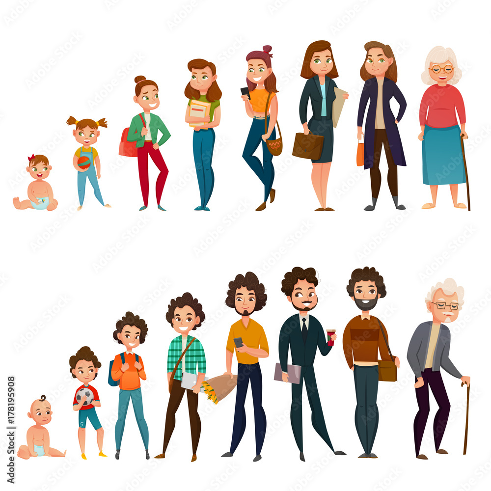 Human Life Cycle Set Stock Vector | Adobe Stock