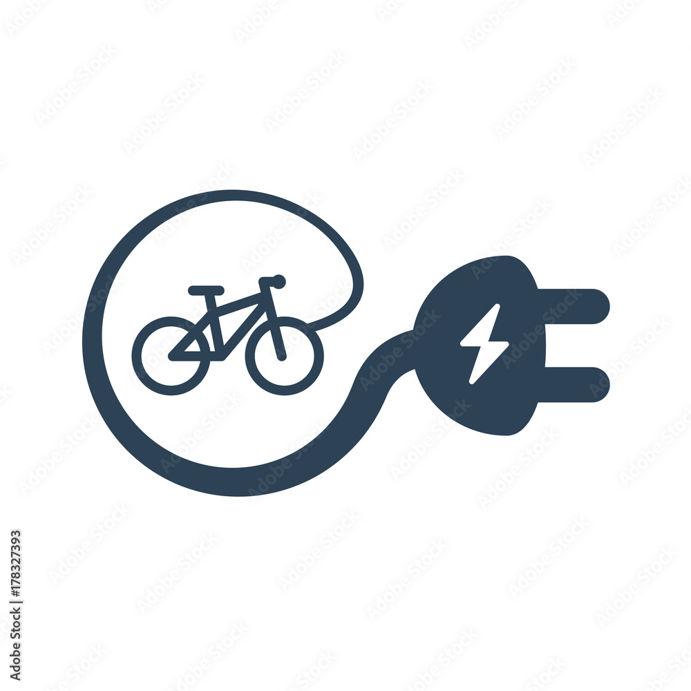 Isolated electric bike symbol icon on white background. E-bike line ...