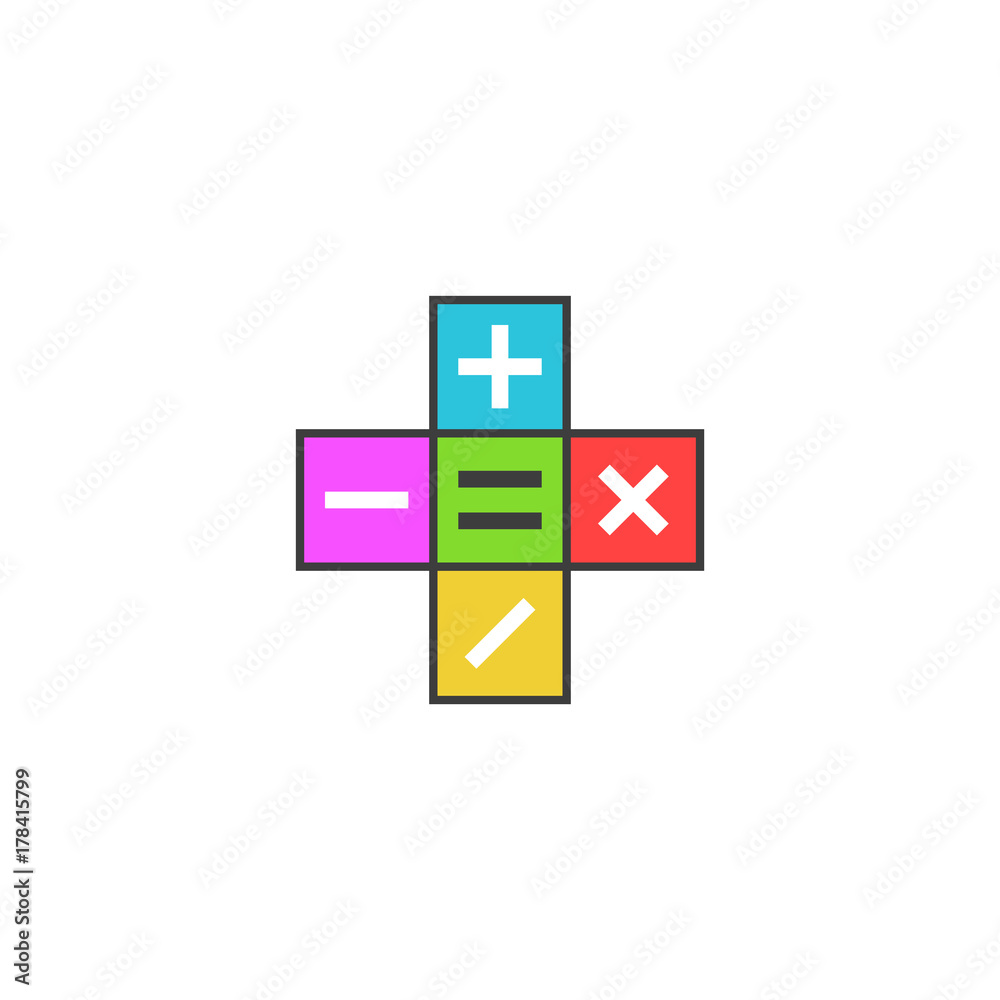 Math calculator logo, Mathematical symbols plus, minus, subtract ...