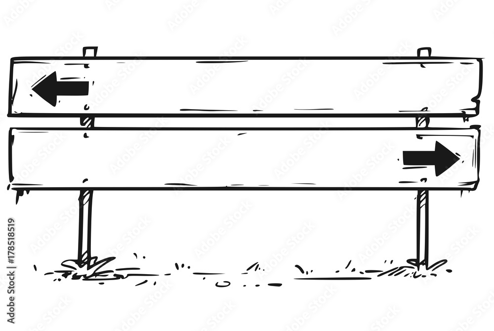 Blank Empty Road Block Arrow Sign Drawing Stock Vector | Adobe Stock