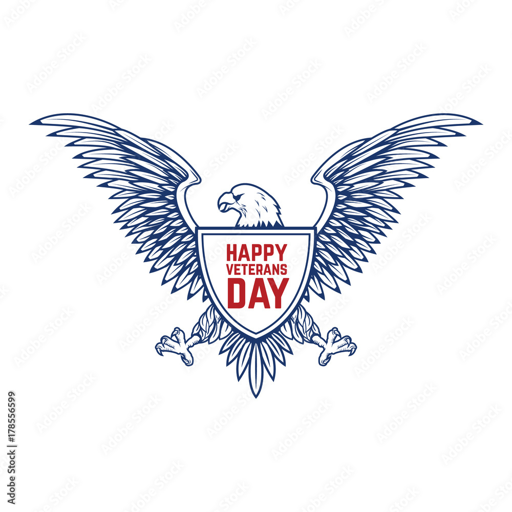Happy veterans day emblem template isolated on white background. Design ...
