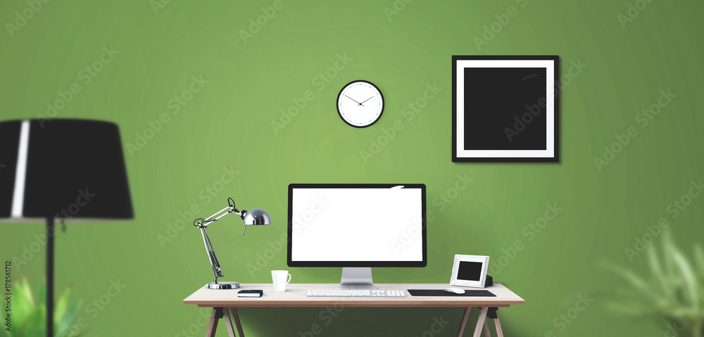 Desktop computer screen isolated. Front view. Stock Illustration ...