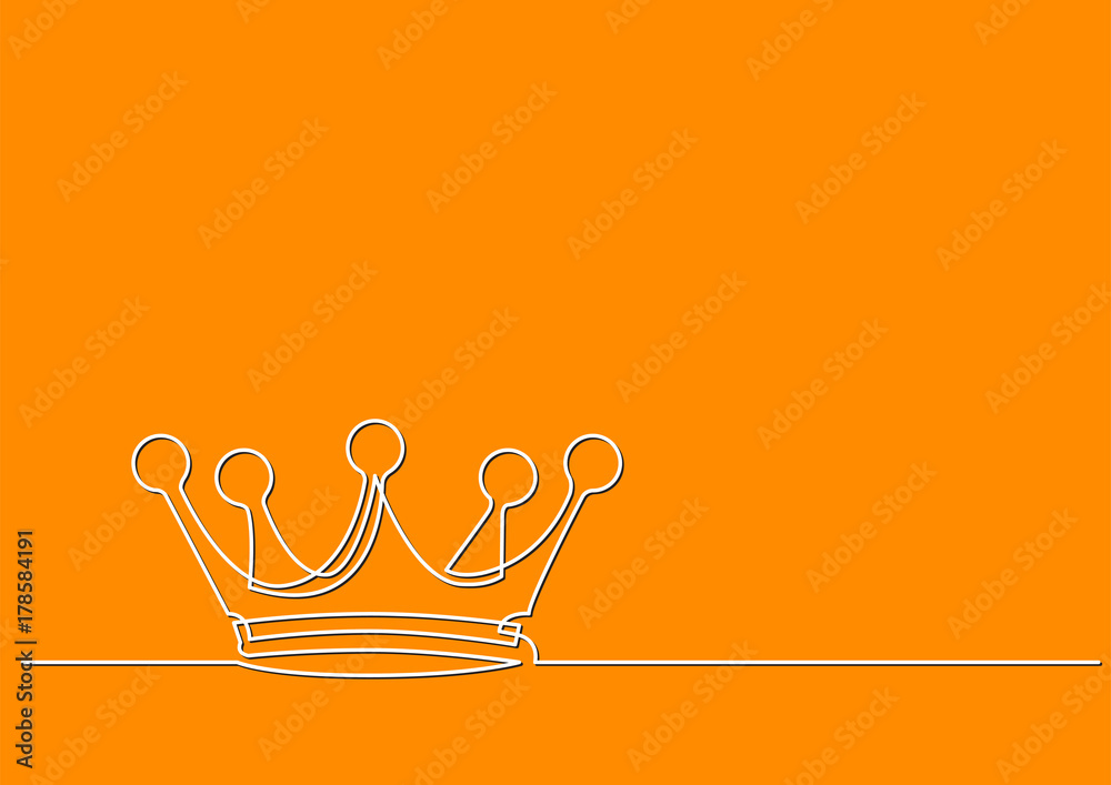 one line drawing of isolated vector object - crown Stock Vector | Adobe ...