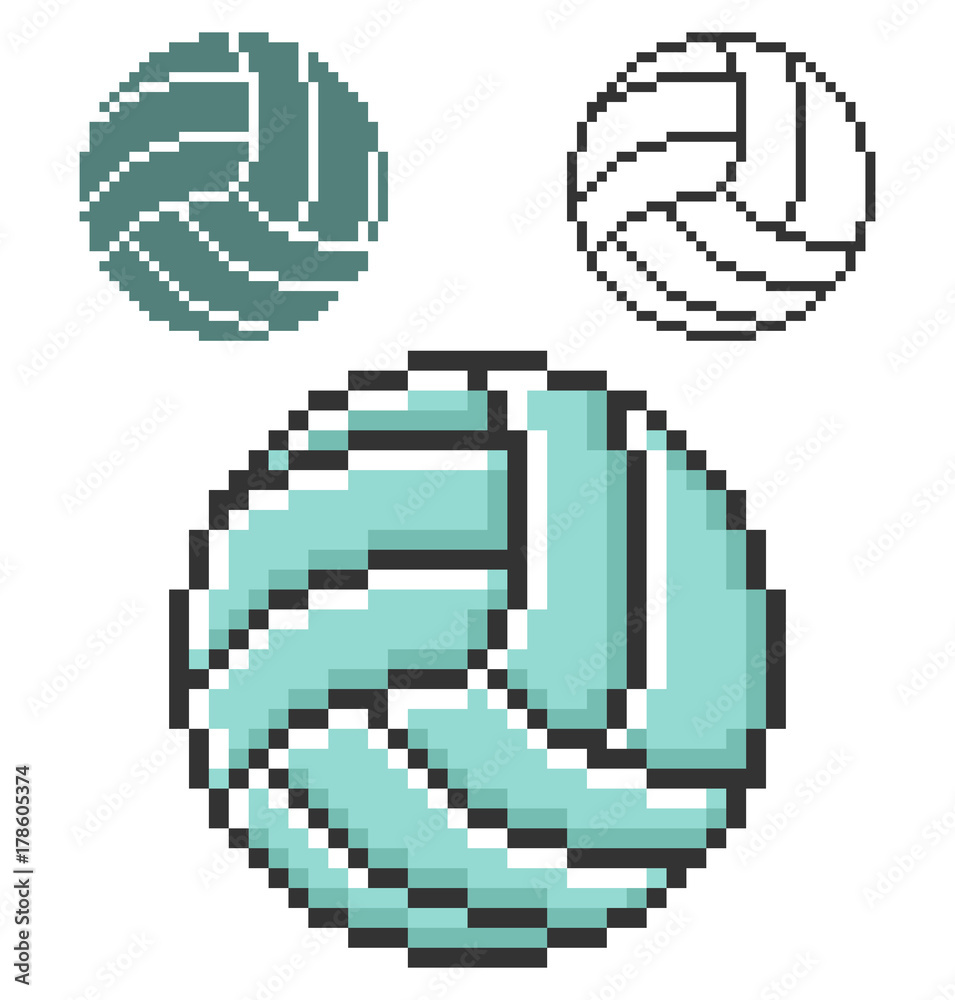 Pixel icon of volleyball in three variants. Fully editable Stock Vector ...