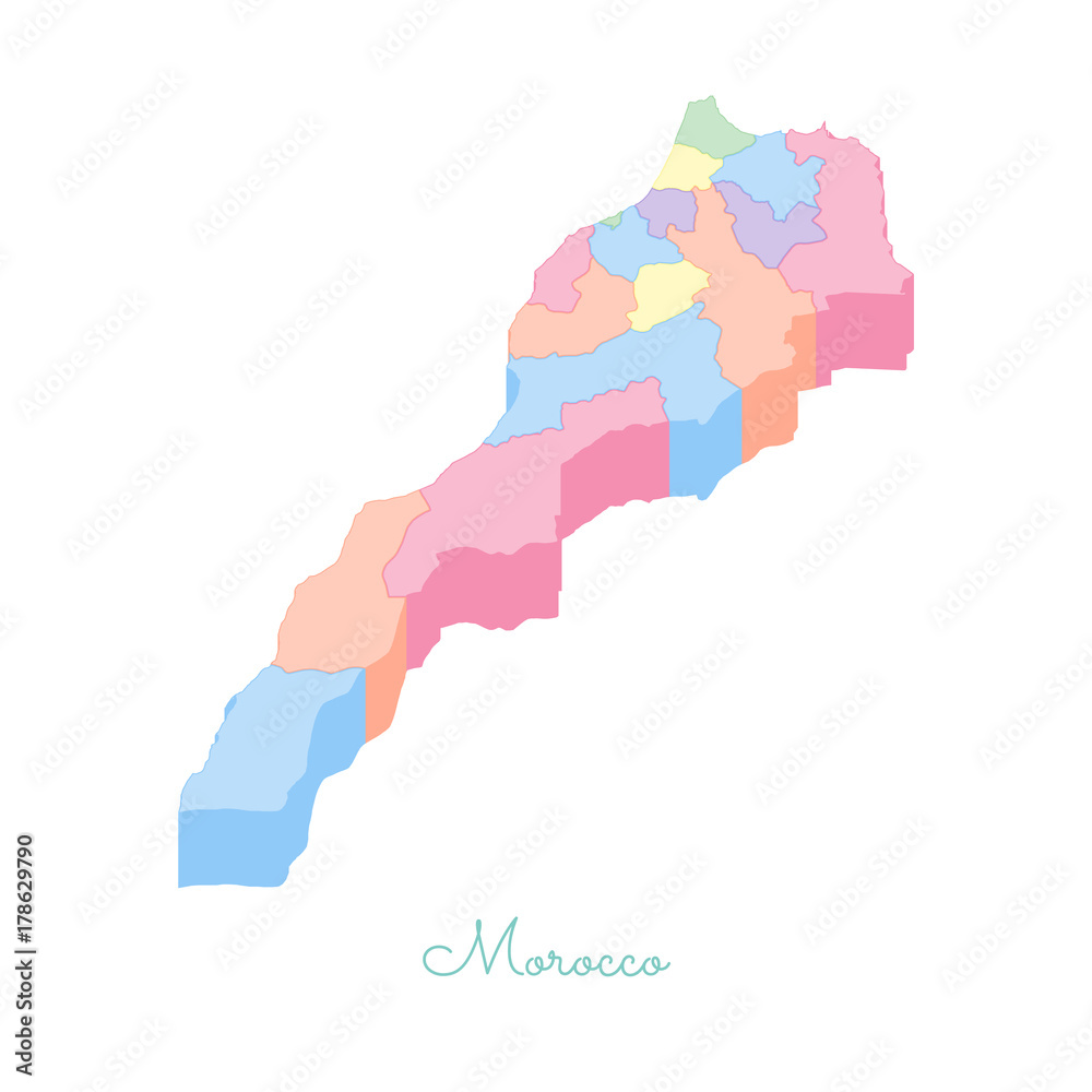 Morocco region map: colorful isometric top view. Detailed map of ...