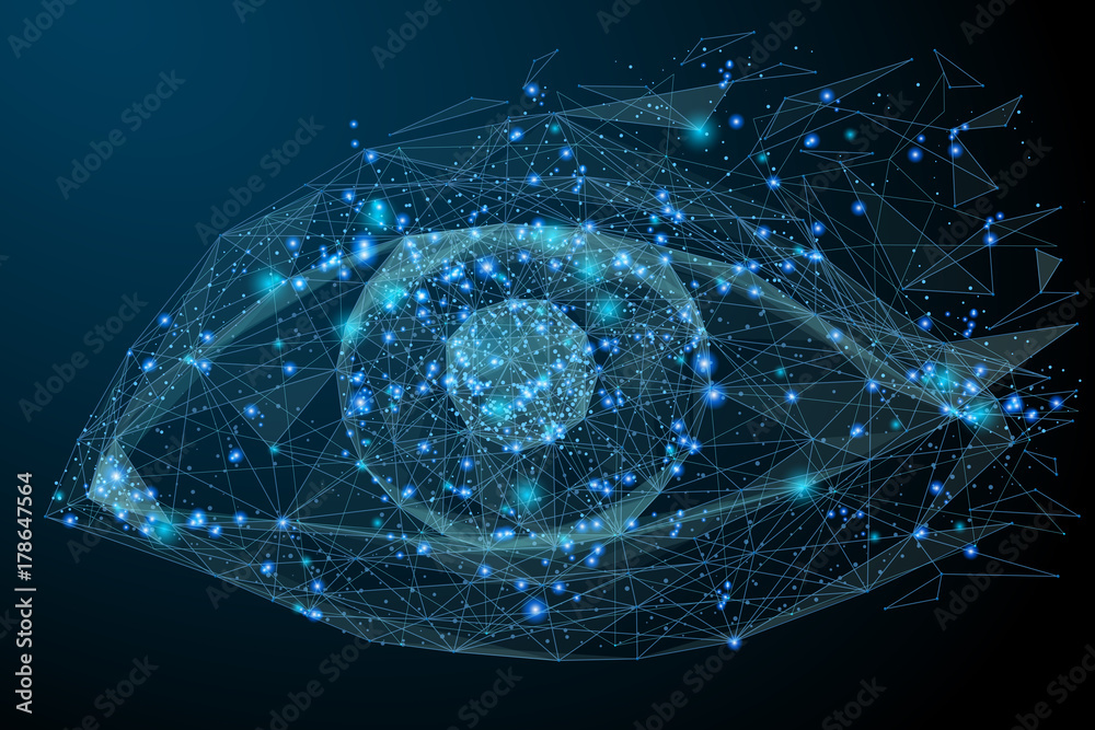 Low Poly wireframe technology eye. Futuristic concept. Vector eye mesh ...