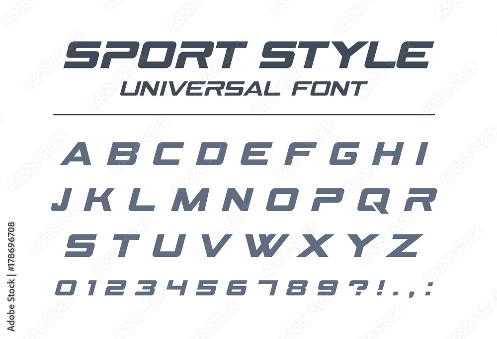 Sport style universal font. Fast speed, futuristic, technology, future ...