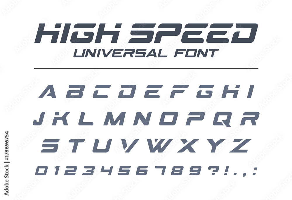 High speed universal font. Fast sport, futuristic, technology, future ...