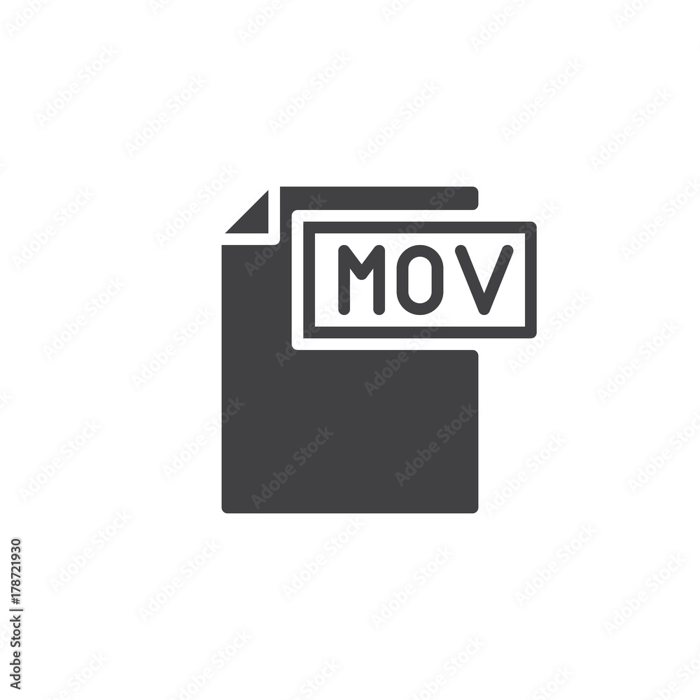 Mov format document icon vector, filled flat sign, solid pictogram ...