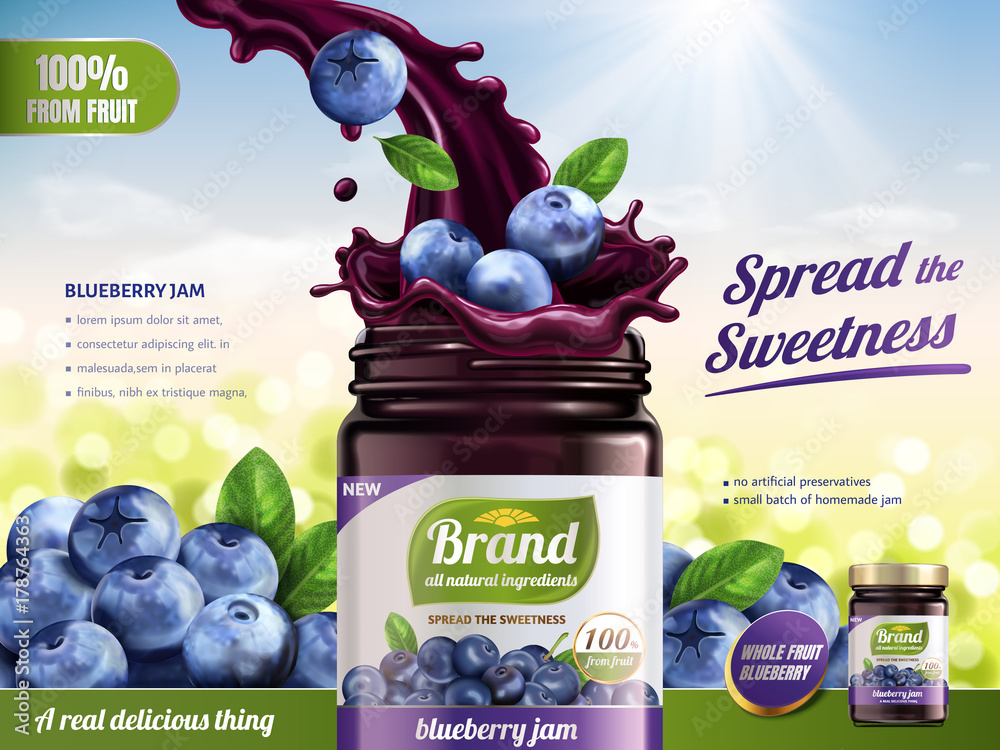 Blueberry jam ads Stock Vector | Adobe Stock