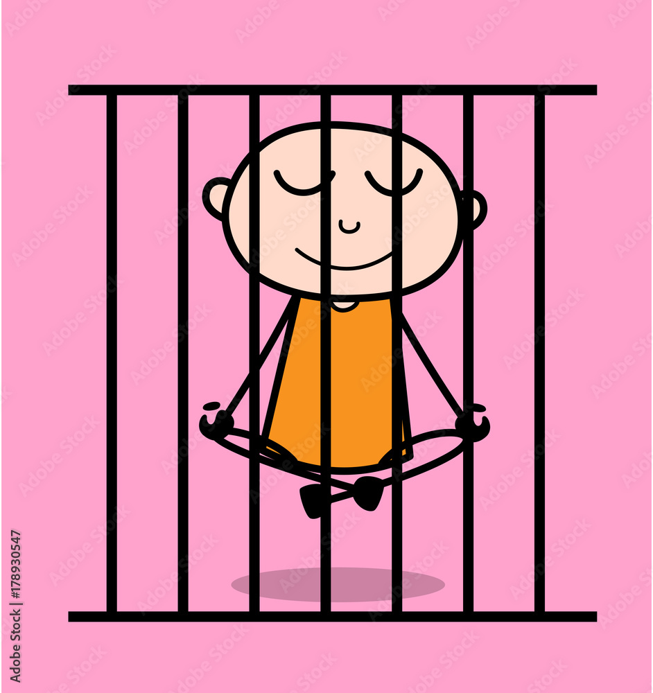 Cartoon Good Prisoner Doing Yoga in Jail Stock Vector | Adobe Stock