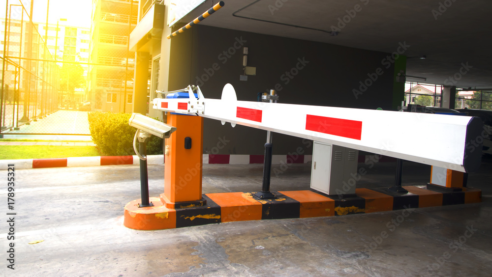 Security system for building access - barrier gate stop with toll booth ...