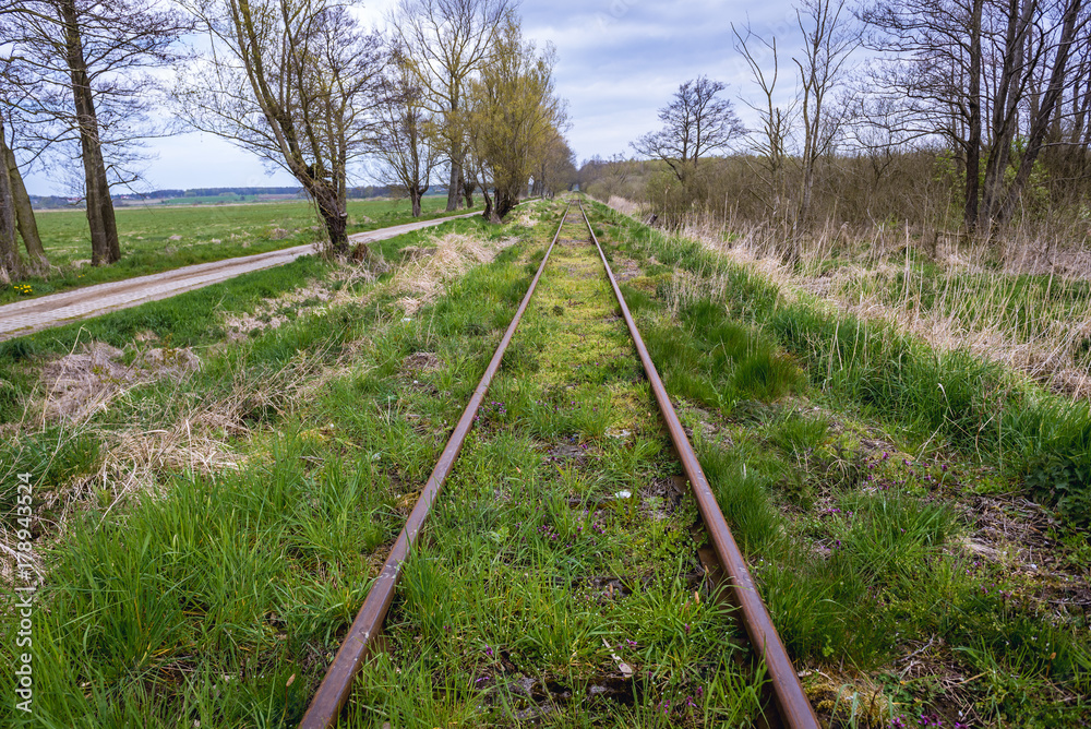 Narrow gauge railroad tracks in West Pomerania region in Poland Stock ...