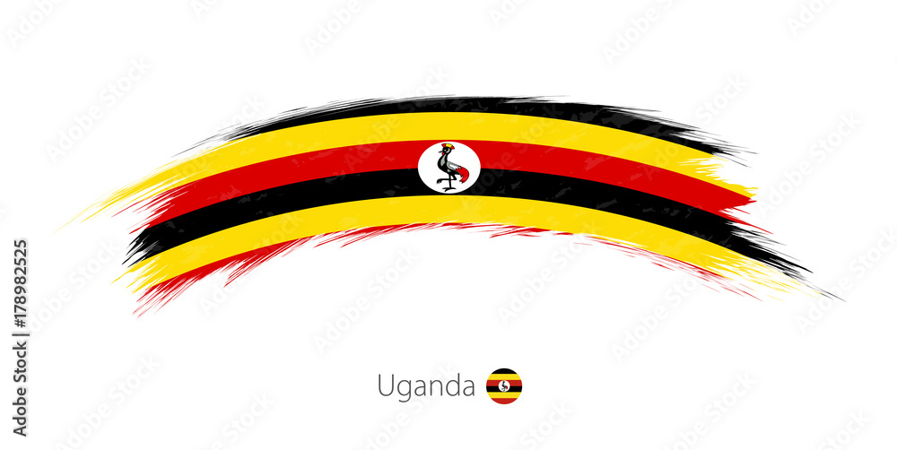 Flag of Uganda in rounded grunge brush stroke. Stock Vector | Adobe Stock