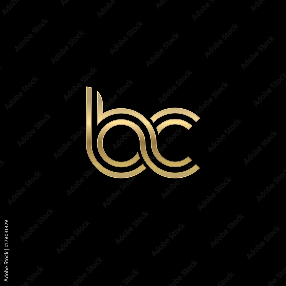 Initial lowercase letter bc, linked outline rounded logo, elegant ...
