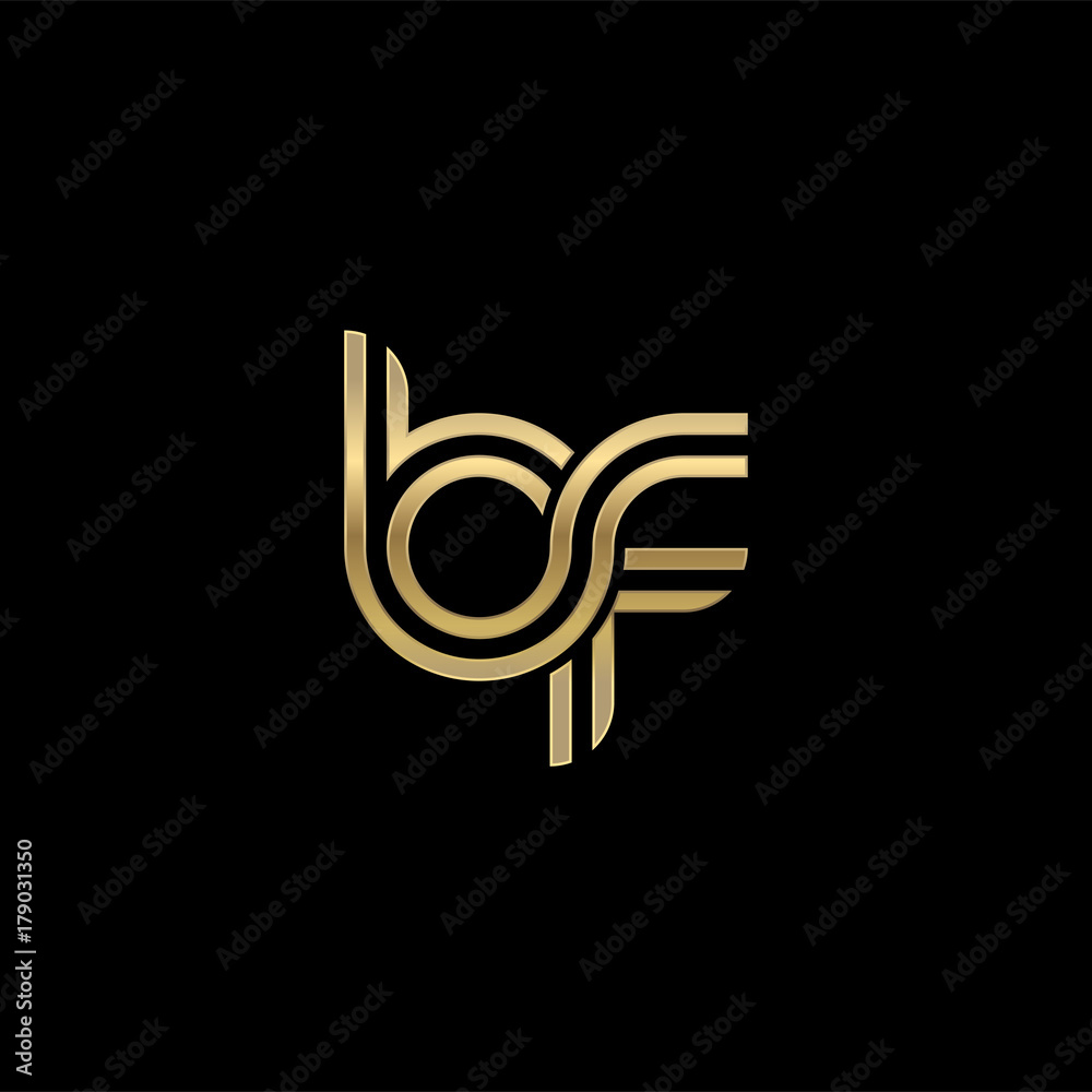 Initial lowercase letter bf, linked outline rounded logo, elegant ...