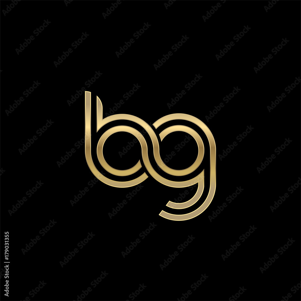 Initial lowercase letter bg, linked outline rounded logo, elegant ...